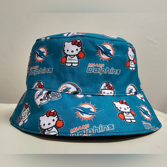 Accessories | Hello Kitty Miami Dolphins Bucket Cap Hat | Poshmark